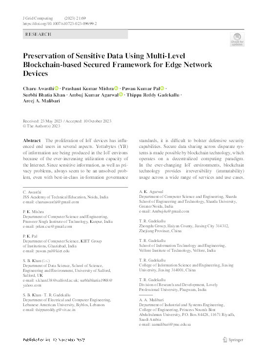 Preservation Of Sensitive Data Using Multi Level Blockchain Based